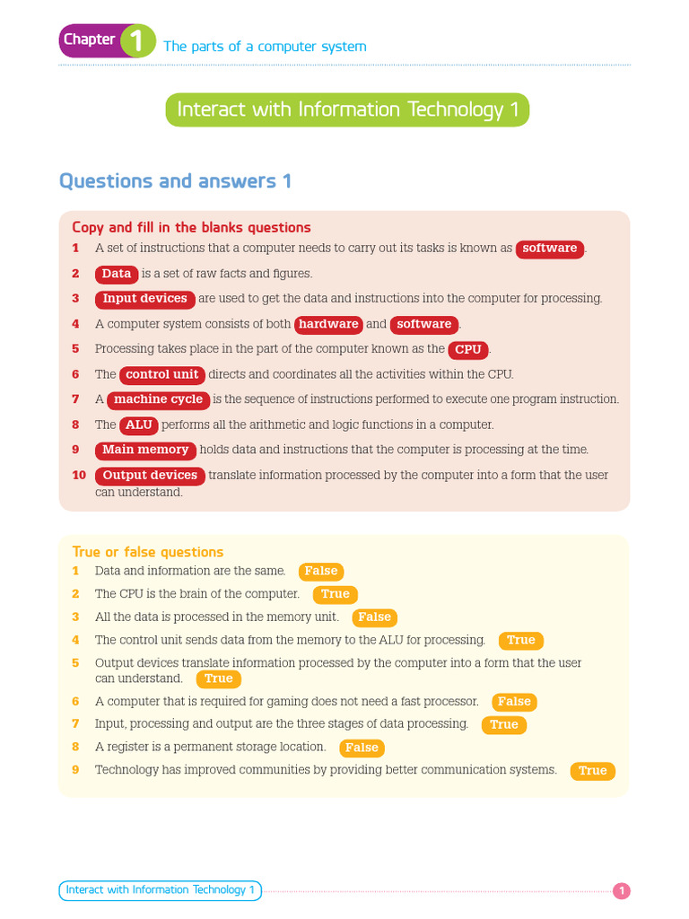 Interact With IT Book 1 Answers | PDF | Input/Output | Software