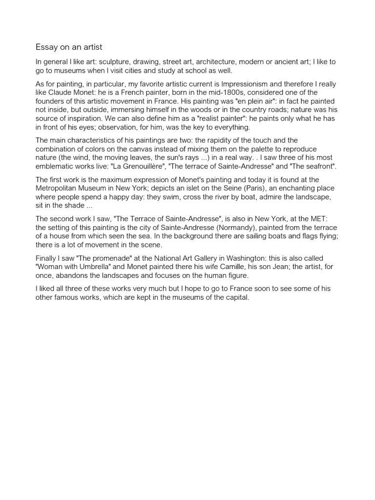 Essay On An Artist | PDF