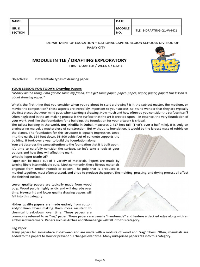 TLE8 Q1 W4 D1-ICT-DraftingFINAL | PDF | Paper | Drawing