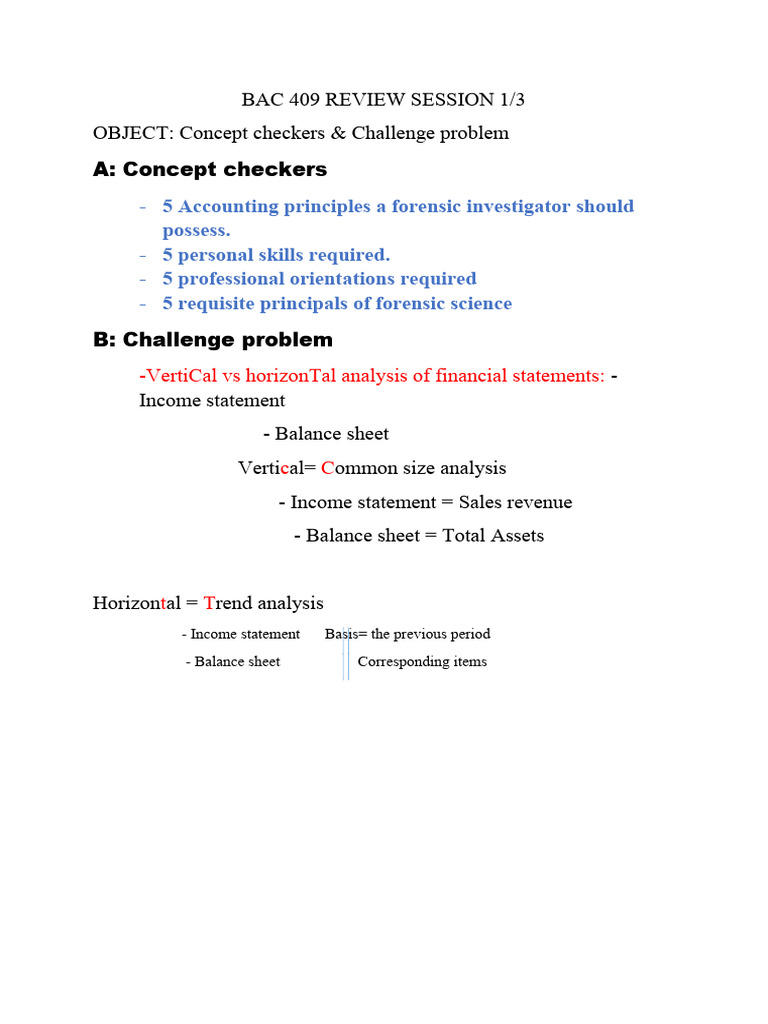 Bac 409 Review Sessions 1-3 | Download Free PDF | Fraud | Balance Sheet