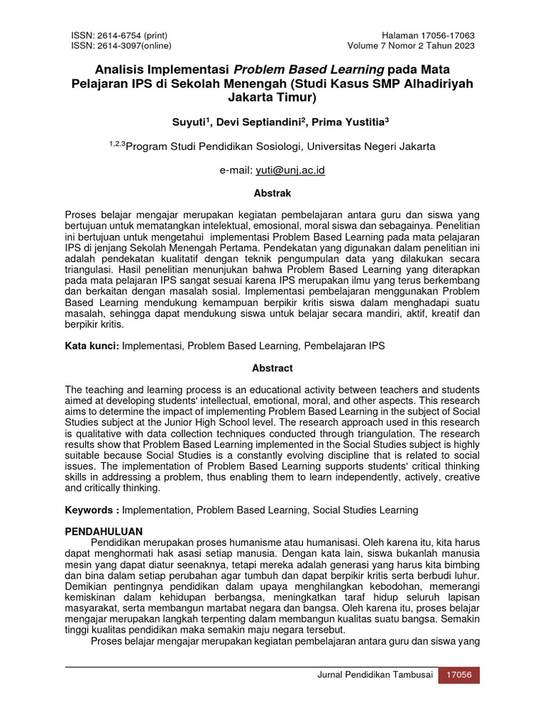 Implementasi Problem Based Learning IPS | PDF