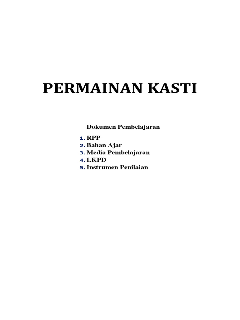 Permainan Kasti: Dokumen Pembelajaran RPP Bahan Ajar Media Pembelajaran LKPD Instrumen Penilaian ...