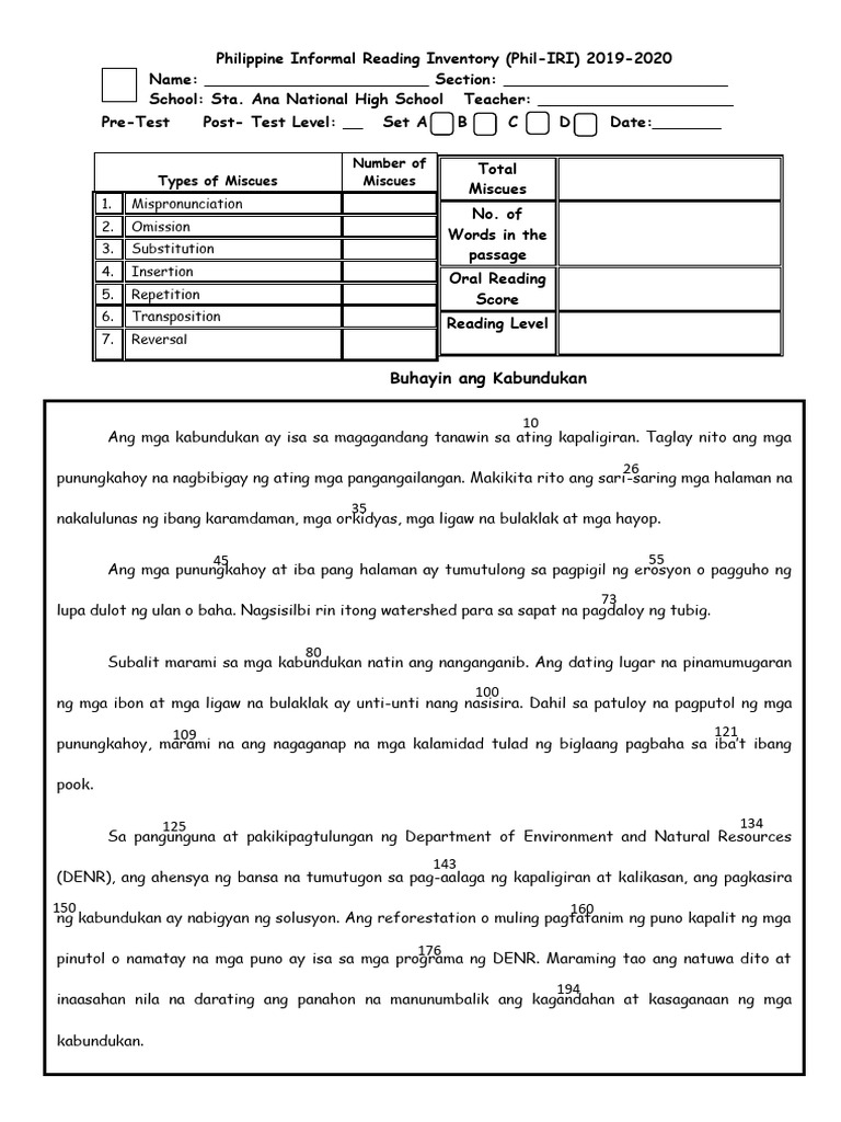 Phil Iri Selection Filipino 1 | PDF
