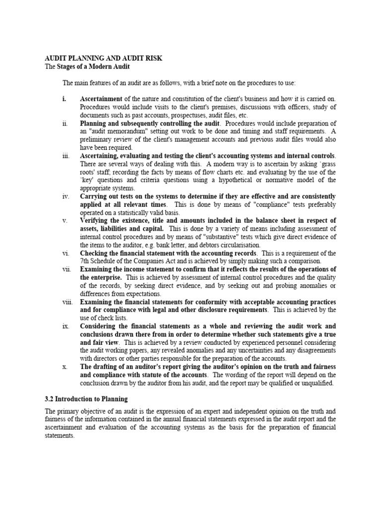 Lesson 5 Audit Planning and Audit Risk | PDF | Audit | Financial Audit