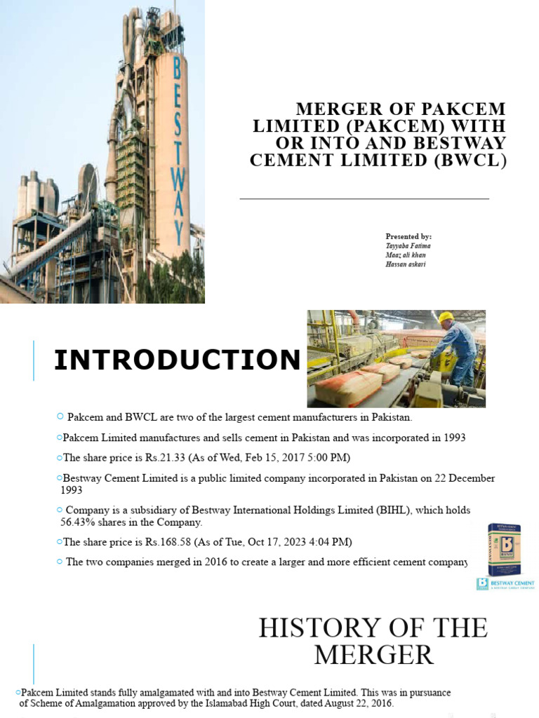 Cement Merger: Pakcem & BWCL | PDF | Mergers And Acquisitions | Private ...