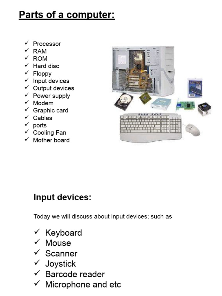 Computer Parts and Input Devices | PDF | Computer Keyboard | Cursor (User Interface)