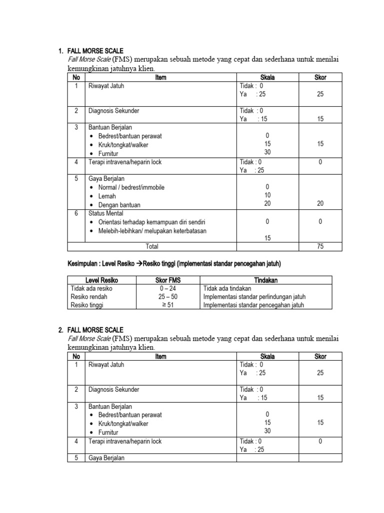 Fall Morse Scale | PDF