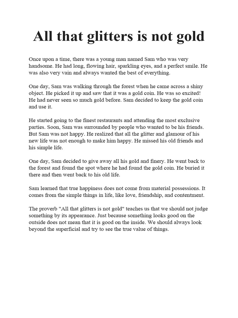 All That Glitters Is Not Gold | PDF