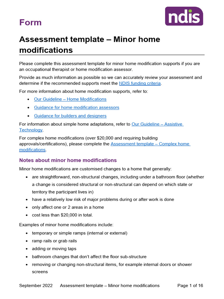 Assessment Template - Minor Home Modifications v1.0 APPROVED - EXTERNAL ...