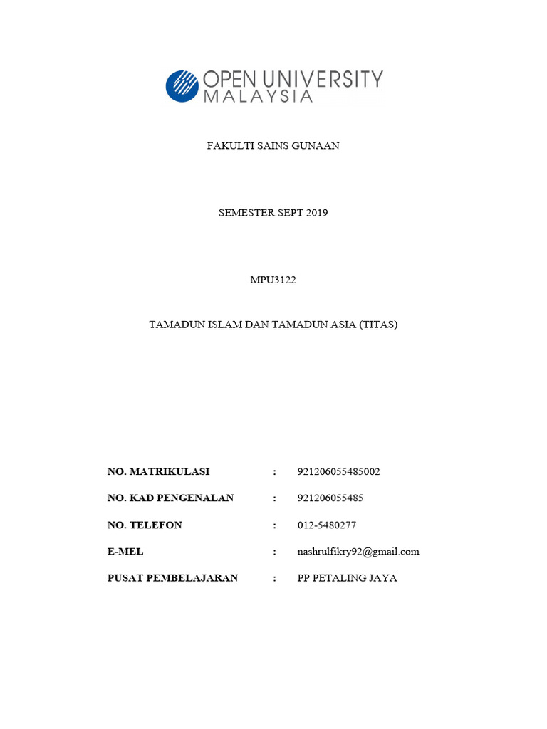 Mpu3122 Assignment TITAS | PDF