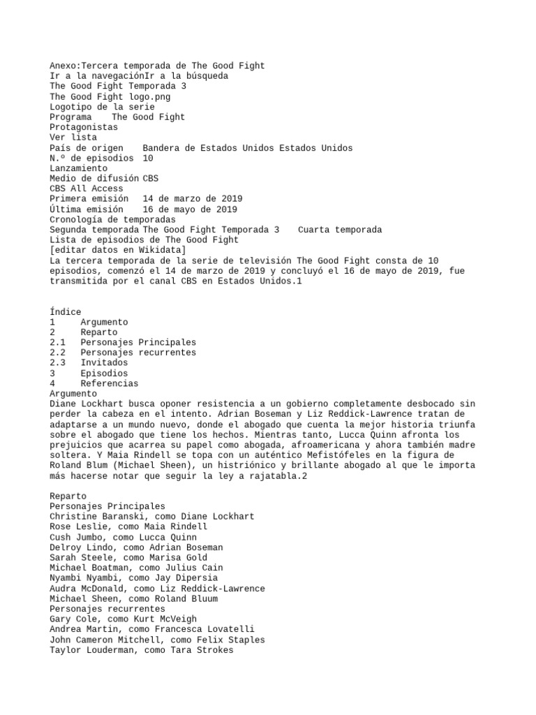 AnexoTercera Temporada de The Good Fight | PDF