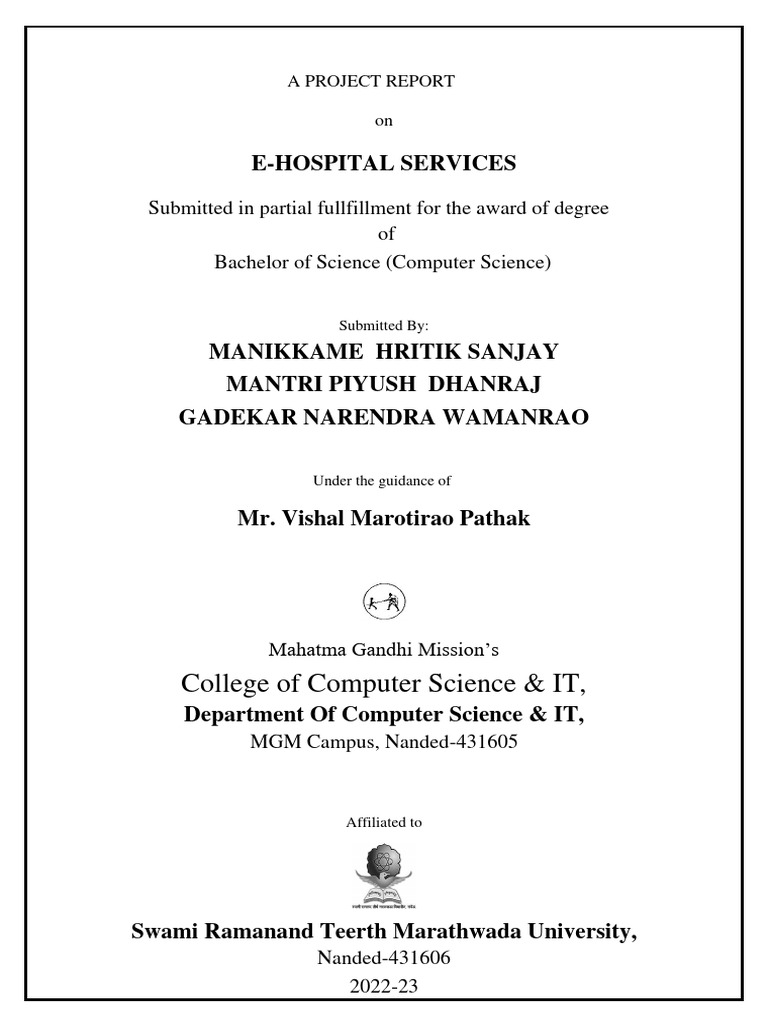 E-Hospital Service Project Soft | PDF | Databases | Hospital