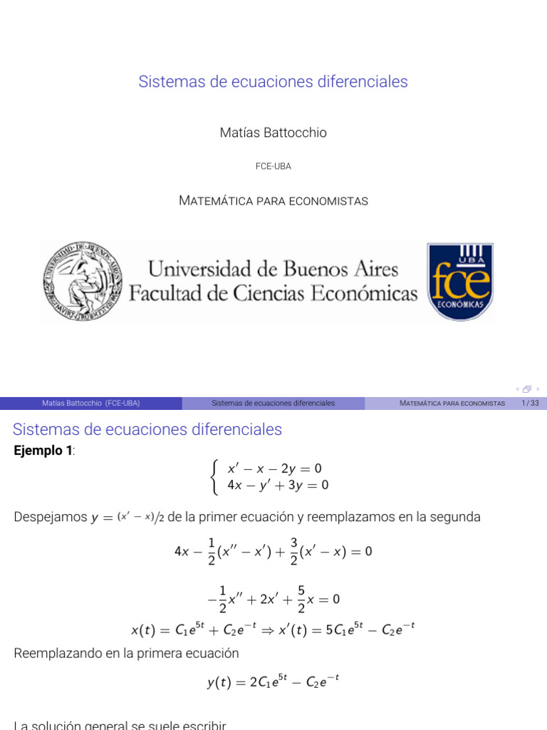 11 Sistemas de Ecuaciones Diferenciales | PDF | Valores propios y vectores propios | Ecuaciones