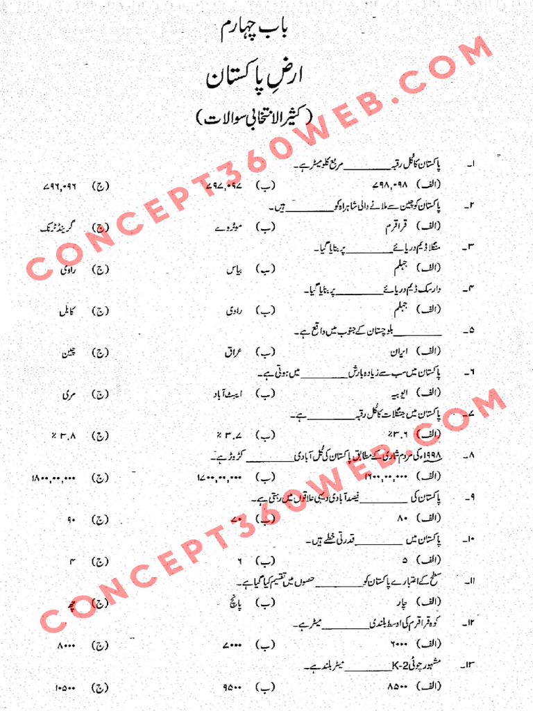 Pak Study Class 12 in Urdu Chapter 4 | PDF