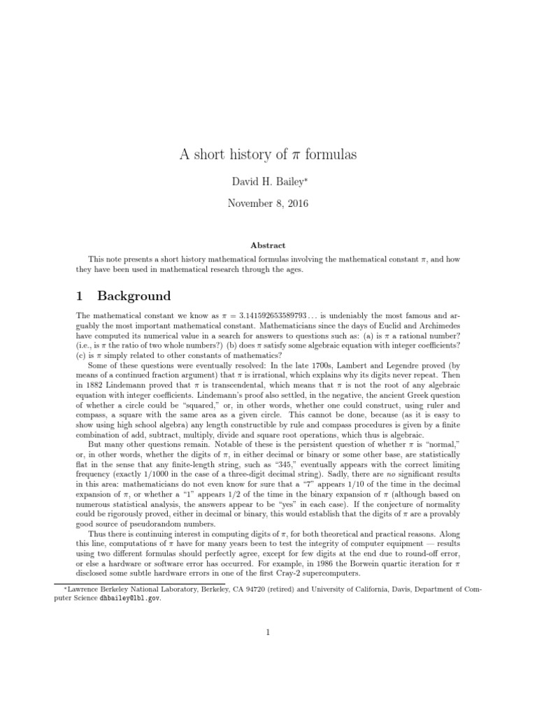 Pi History | PDF | Pi | Numbers