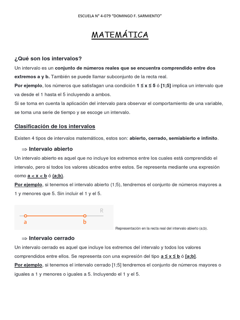 Matemática - Intervalos | Descargar gratis PDF | Intervalo (Matemáticas) | Geometría
