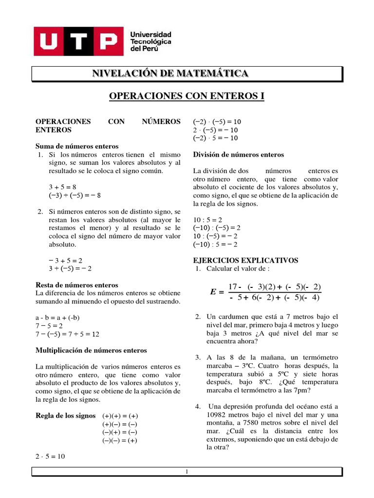 S02.s1 - Resolver Ejercicios Parte 1 | PDF | Entero | Sustracción