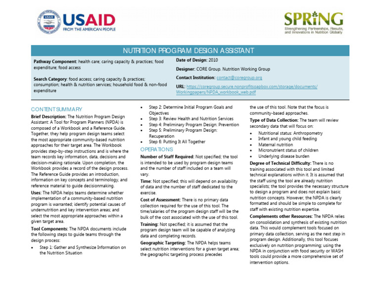 Spring Nutrition Program Design Assisstant 0 | PDF | Nutrition | Diet ...