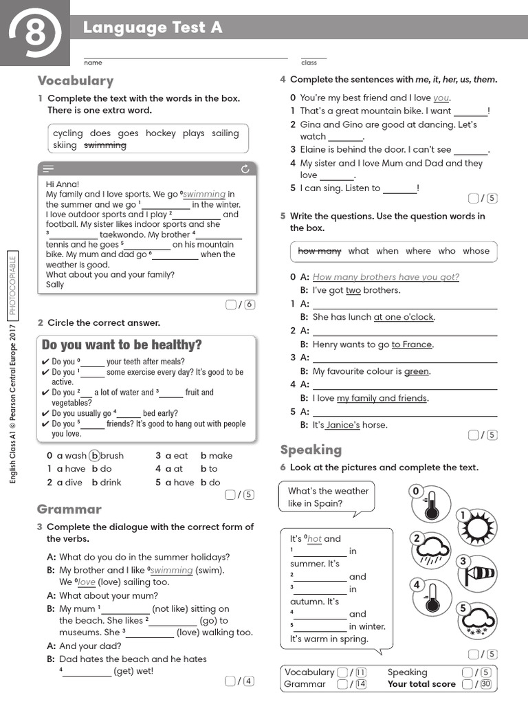 ECA1 - Tests - Language Test 8A | PDF