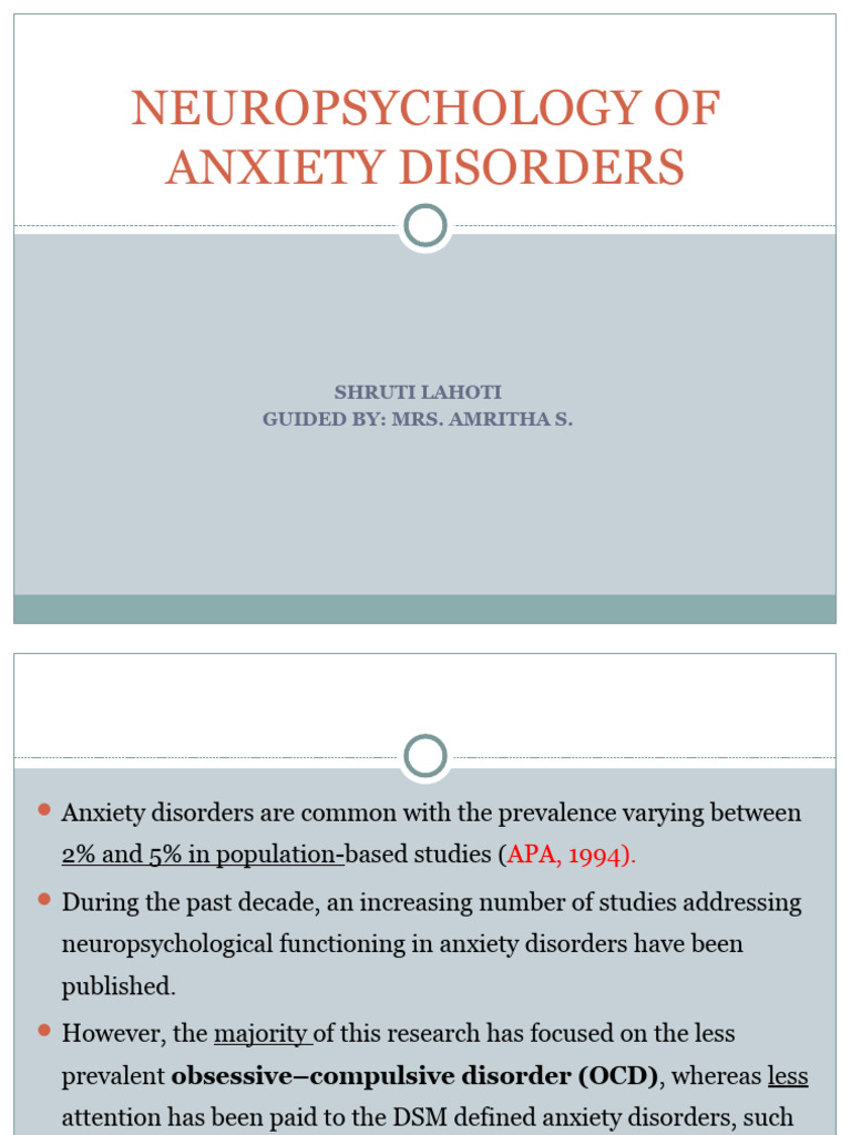 Neuropsychology of Anxiety Disorders (1) | PDF | Amygdala | Obsessive ...