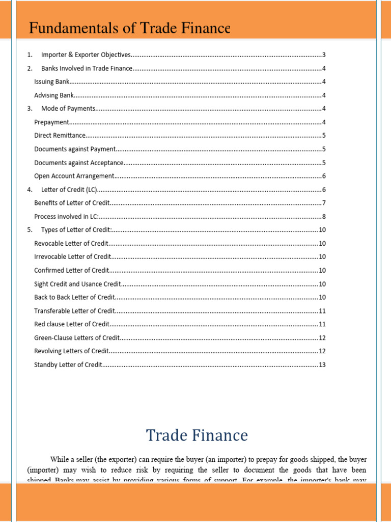 Fundamentals of Trade Finance | PDF | Letter Of Credit | Credit