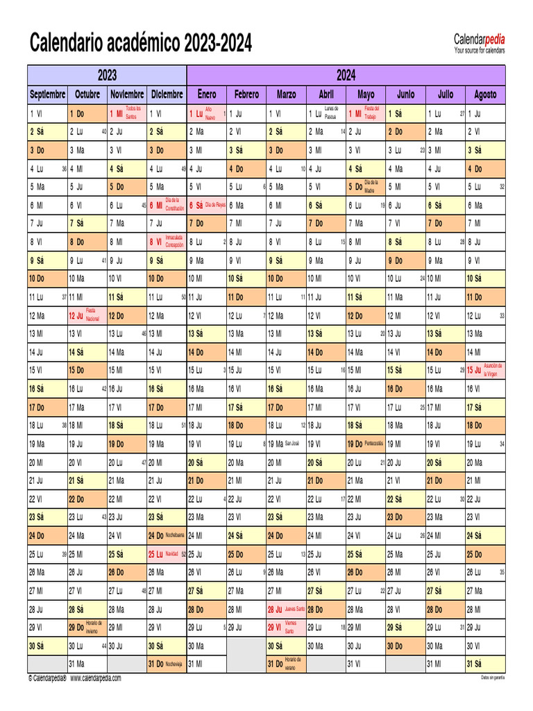 Calendario Academico 2023 2024 Horizontal | PDF