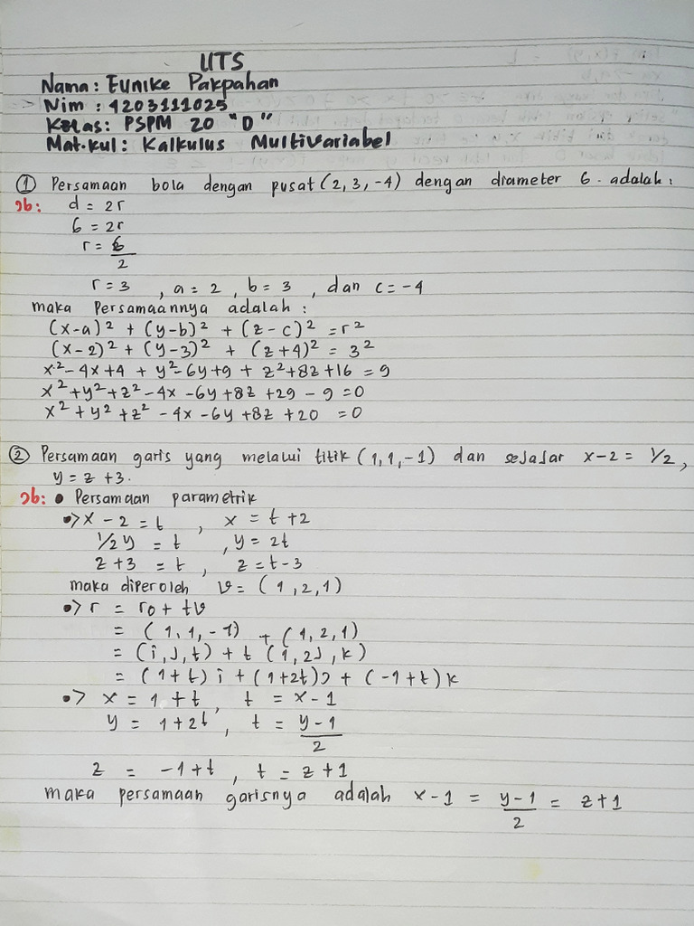 PSPM 20 D Uts - Kalkulus-Multivariabel - Eunike Pakpahan | PDF