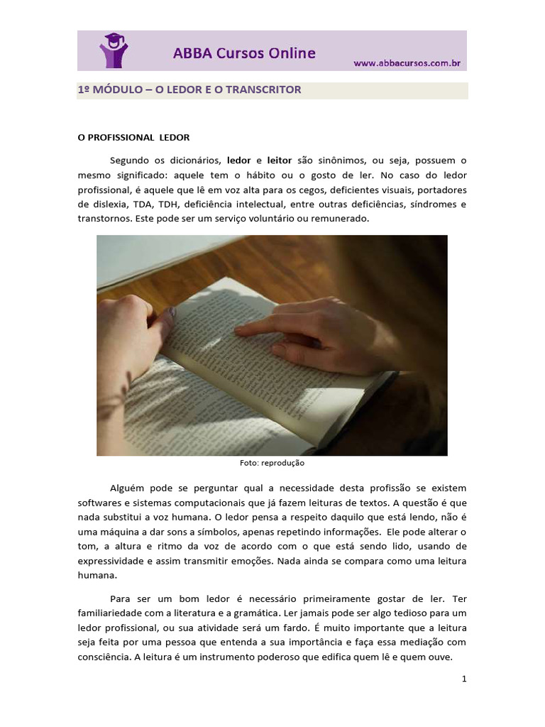 1ºmódulo - O Ledor e o Transcritor | PDF
