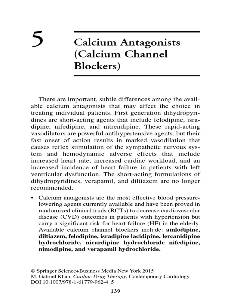M. Gabriel Khan - Cardiac Drug Therapy, Calcium Channel Blockers | PDF ...