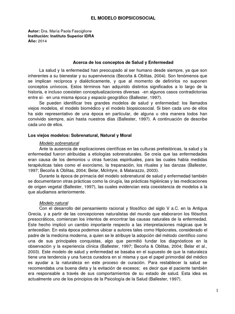 Modelo Biopsicosocial | PDF | Medicina