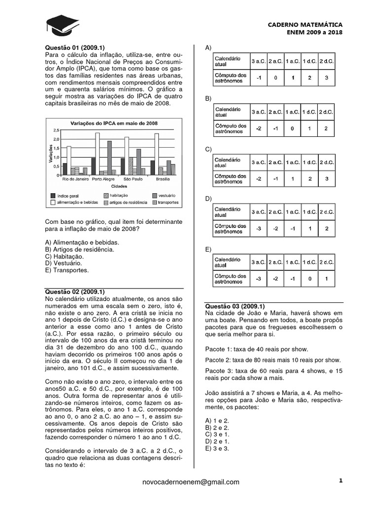 atividades de matemática 1 A 2 B 3 E 4 B 5 C 6 D 7 C 8 A 9 A 10 E | PDF ...