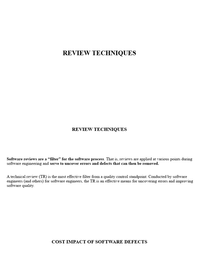 Review Techniques | PDF | Software Quality | Software Engineering