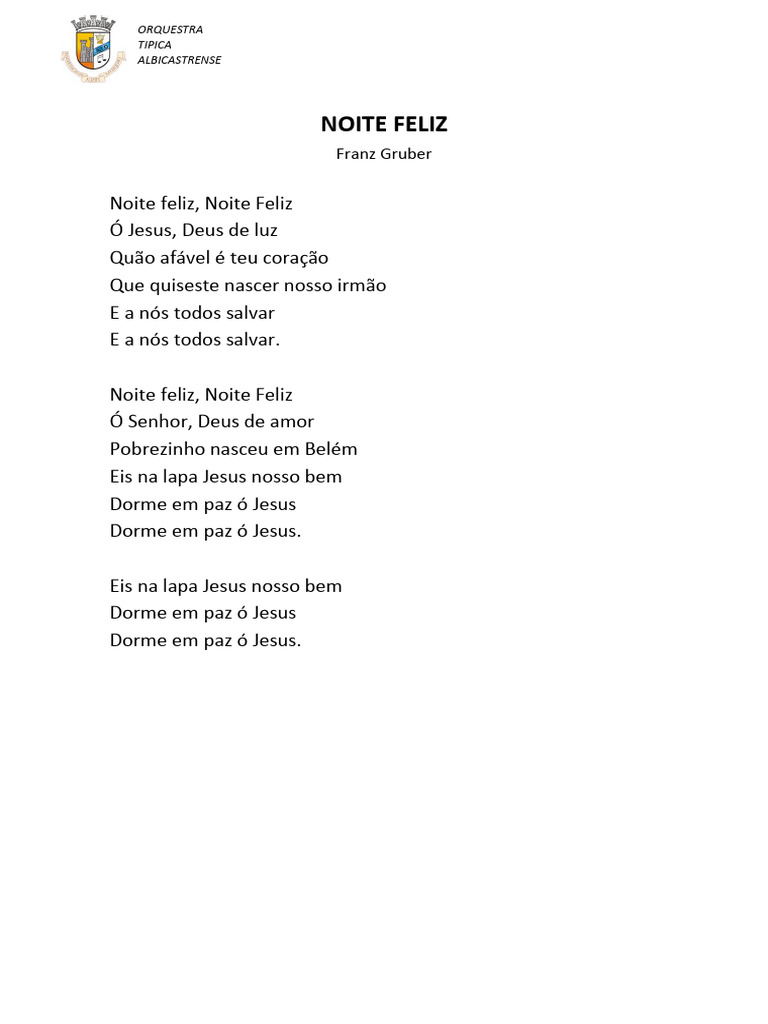 Noite Feliz Letra Pdf