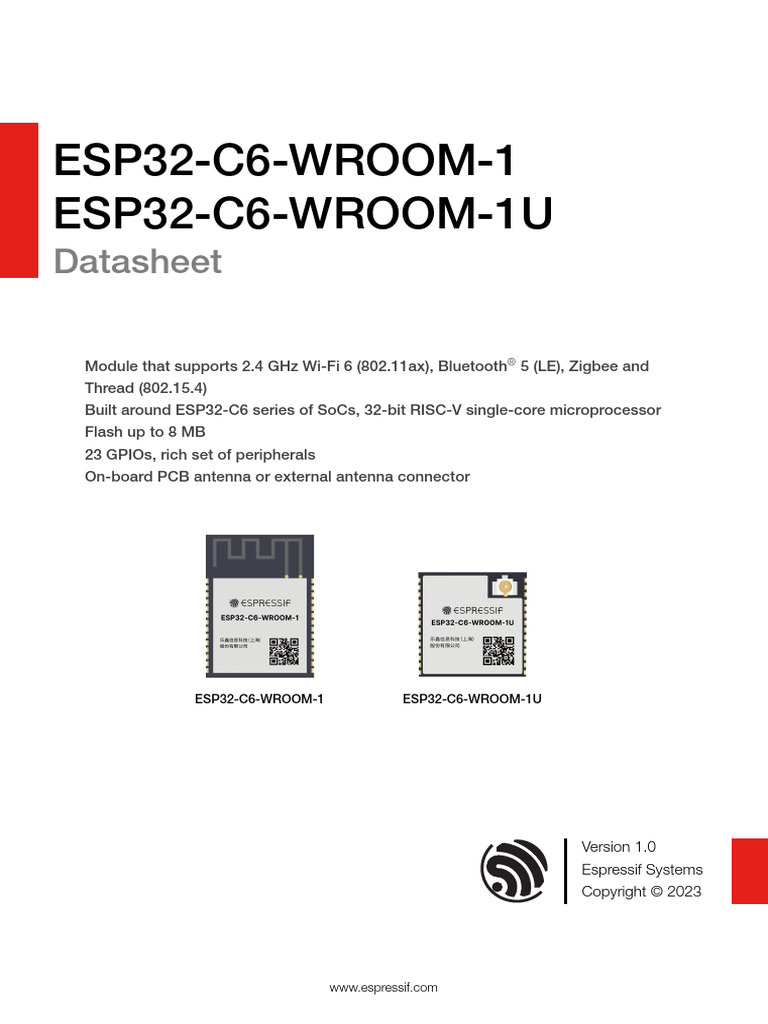Esp32 C6 Wroom 1 Wroom 1u Datasheet En Pdf Information And Communications Technology