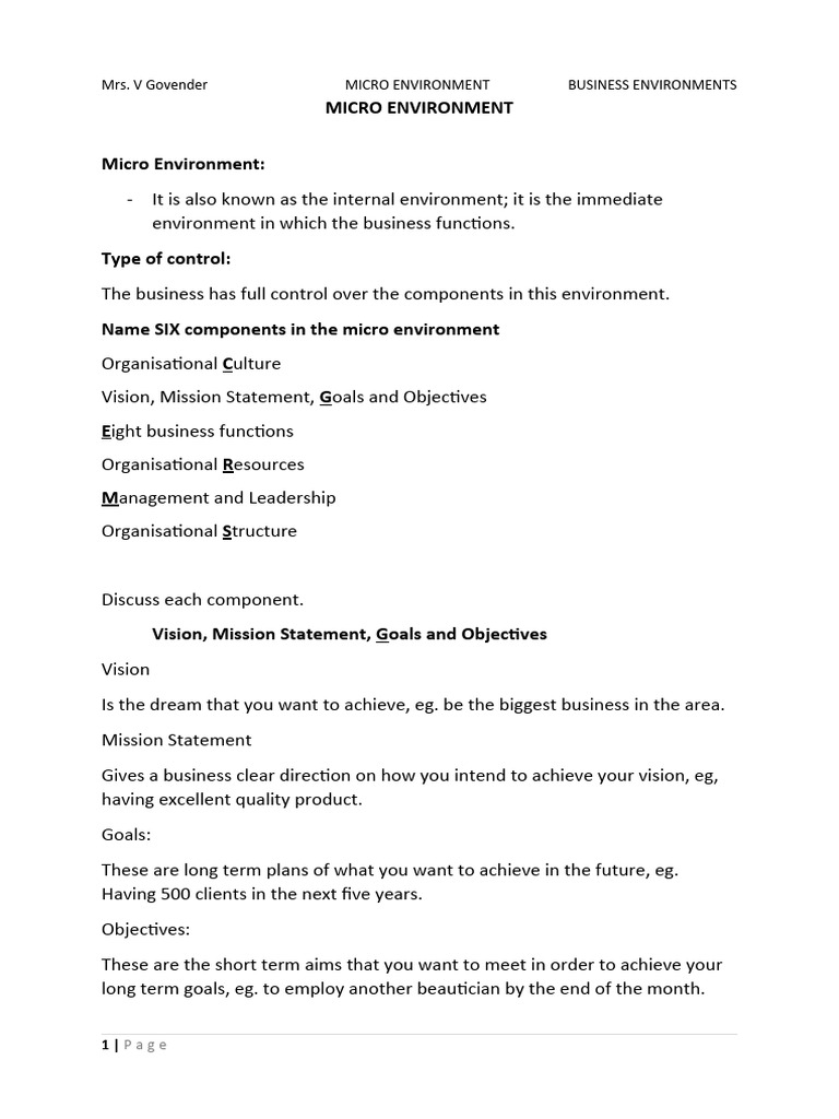 Micro Environment | PDF | Organizational Structure | Marketing