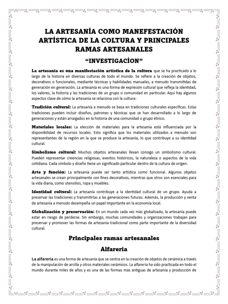 Ramas y Significado de la Artesanía | PDF | Joyería | cerámica