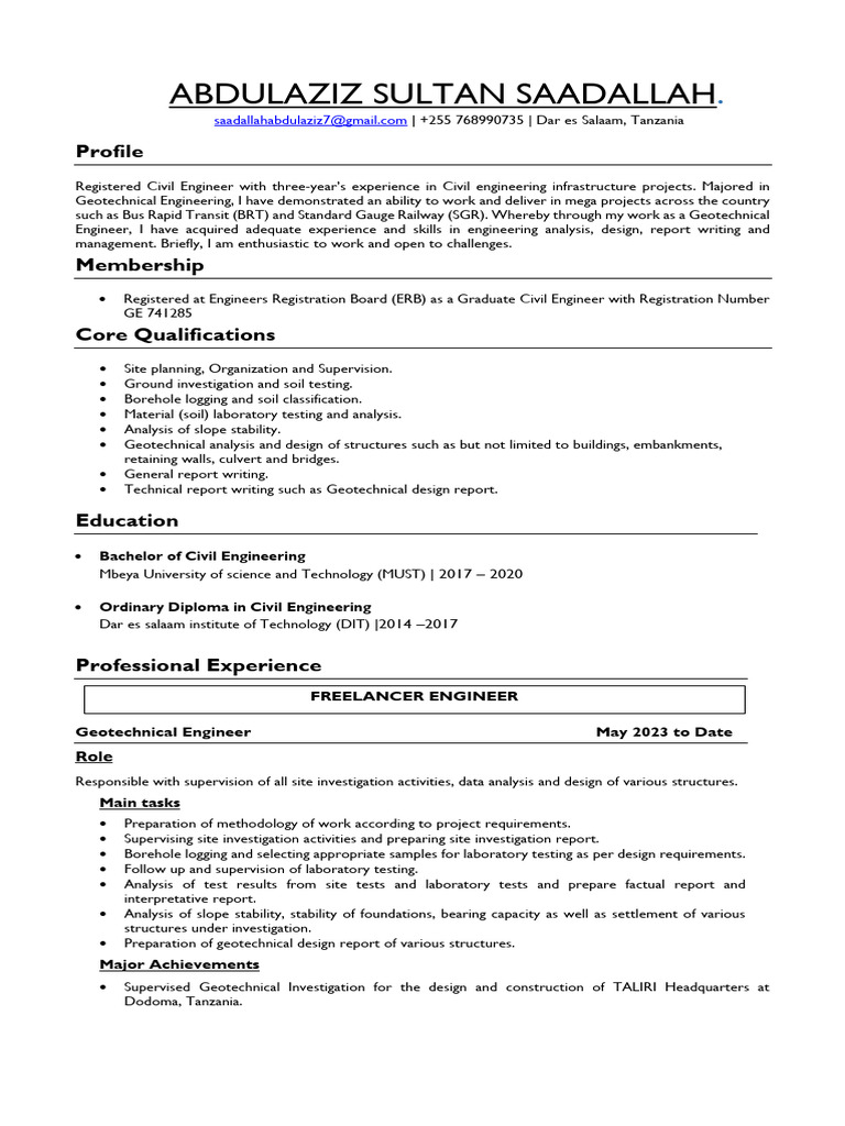 Abdul-Aziz Sultan (CV) | Download Free PDF | Geotechnical Engineering | Engineering
