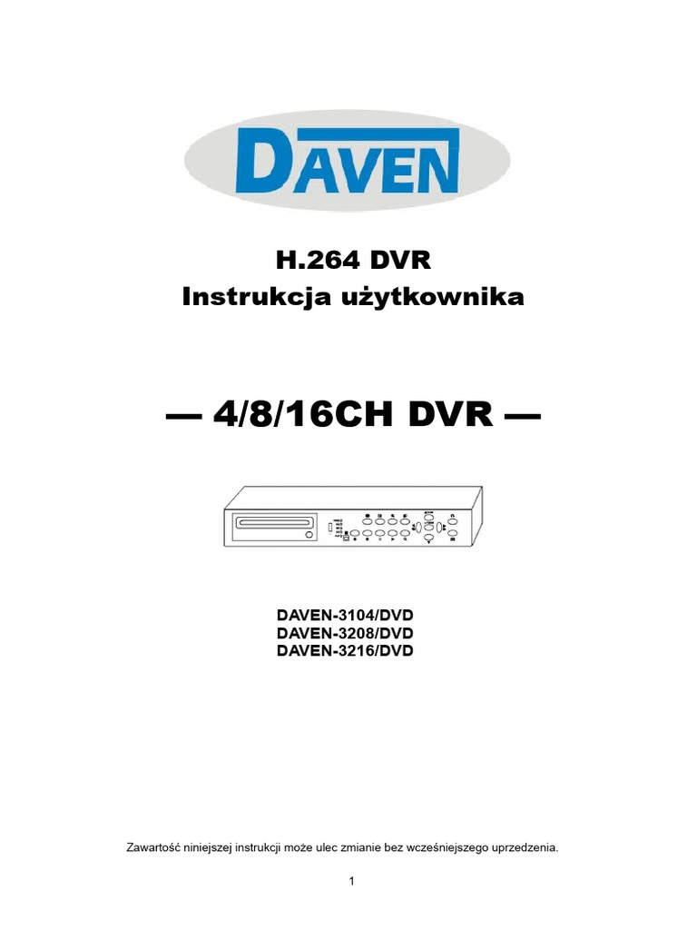 Daven-3xxx DVD Instrukcja | PDF