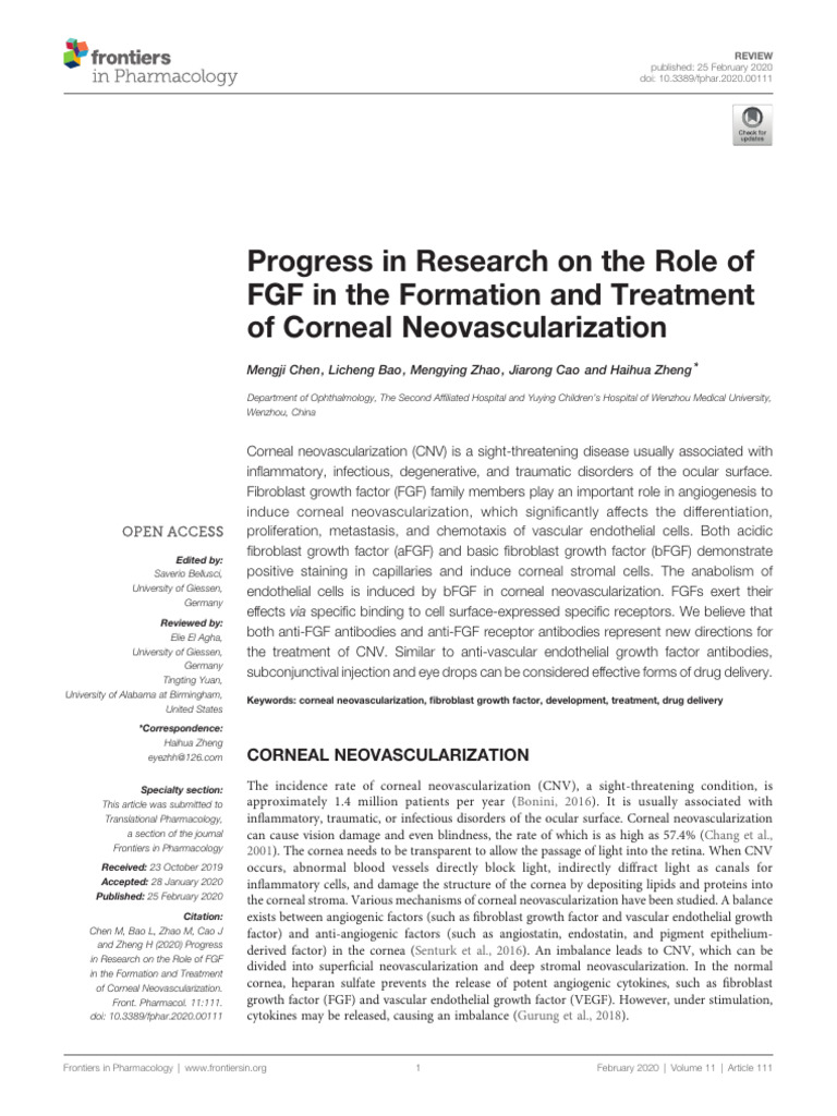 Progress in Research On The Role of FGF in The Formation and Treatment ... Progress in Research On The Role of FGF in The Formation and Treatment ...