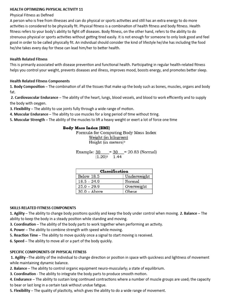 Health Optimizing Physical Activity 11 Reviewer | PDF | Physical ...
