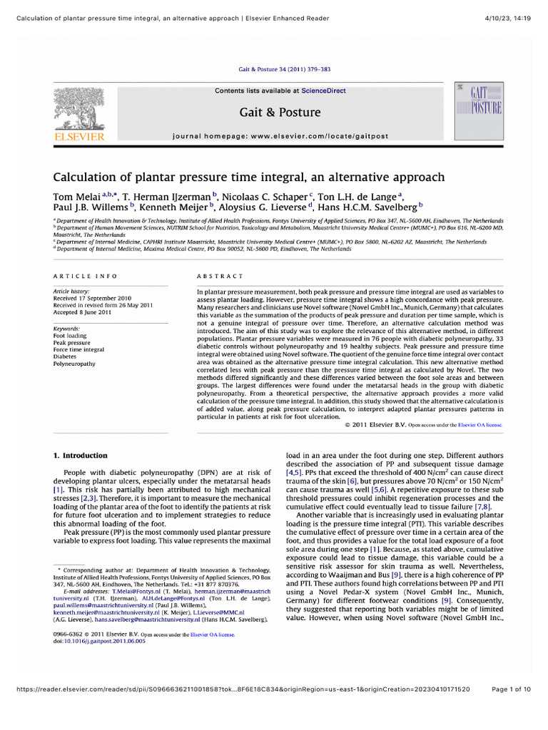 Plantar Pressure Integral Method | PDF | Business | Science & Mathematics