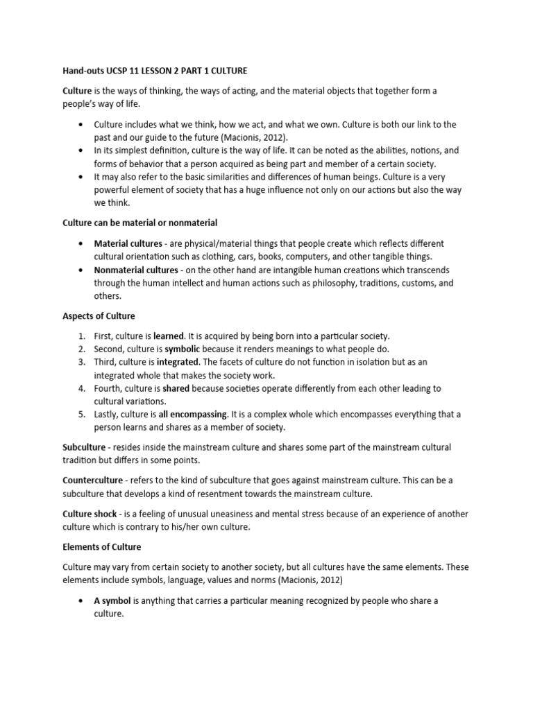 Handouts Week 2 Part 1 1 | PDF | Society | Traditions Handouts Week 2 Part 1 1 | PDF | Society | Traditions