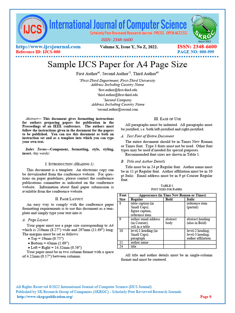 IJCS Paper Formatting Guidelines | PDF
