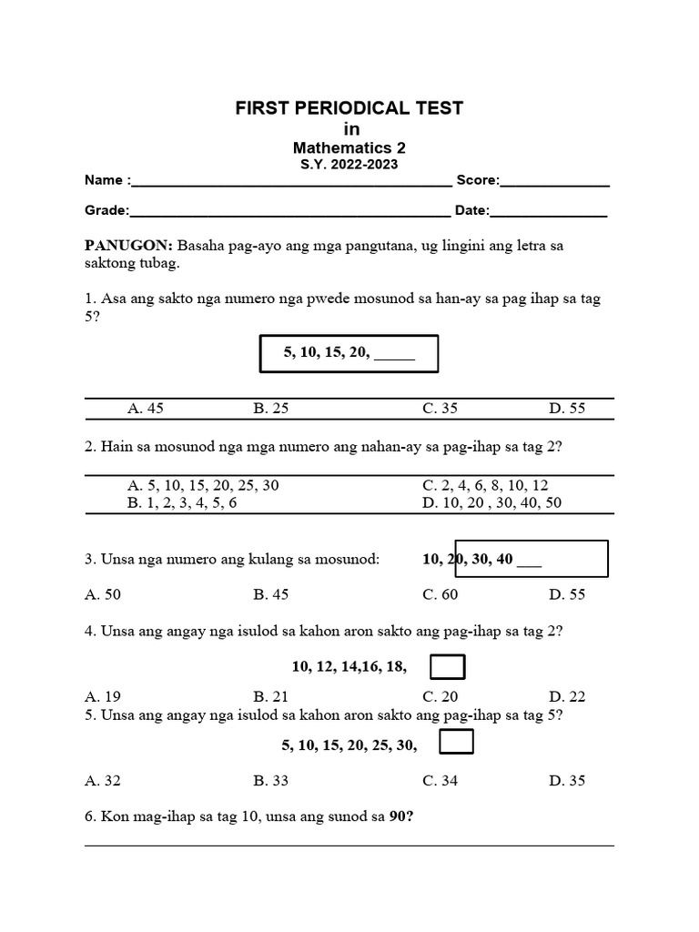 Math 2 Exam | PDF