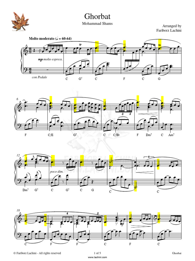 Ghorbat - Piano | PDF