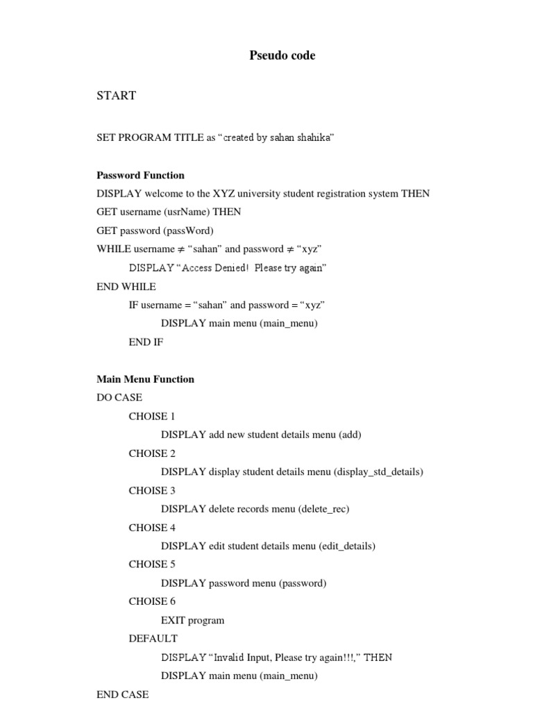 Start: Pseudo Code | Download Free PDF | Password | Authentication