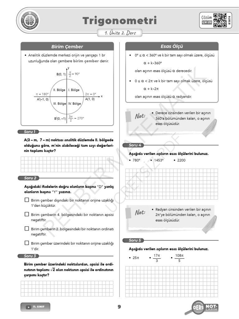 02_ders_11 Sinif Matbook Tri̇gonometri̇ | PDF