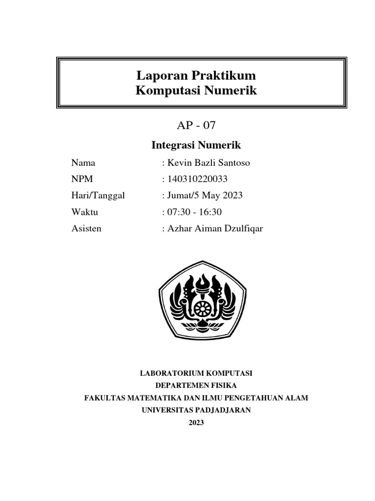 Laporan Praktikum Komputasi Numerik (P7) 33 - Kevin Bazli Santoso | PDF