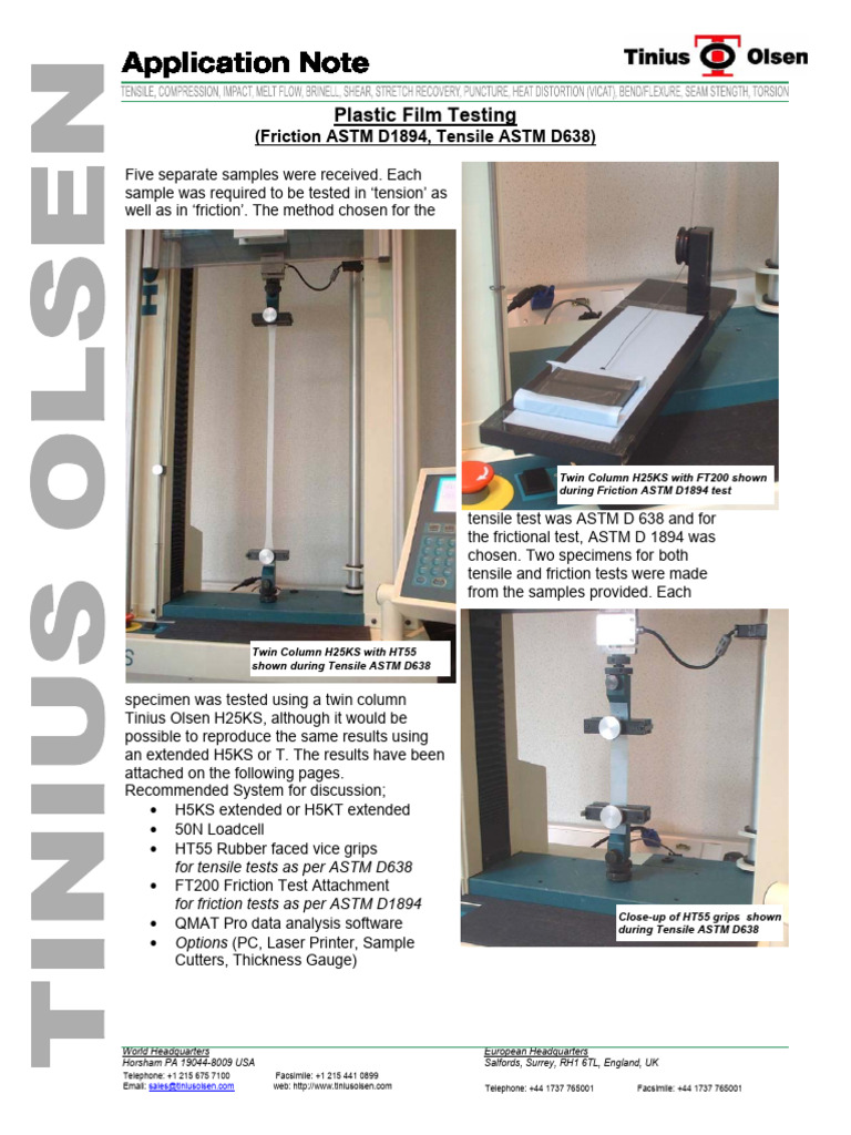 Tinius Film Testing | PDF | Civil Engineering | Applied And ...