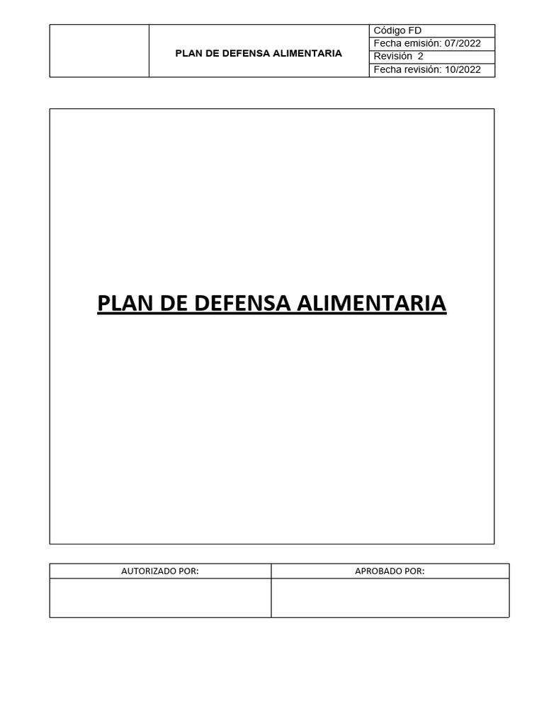 Plan de Defensa Alimentaria Frigorifico Ciclo II | PDF